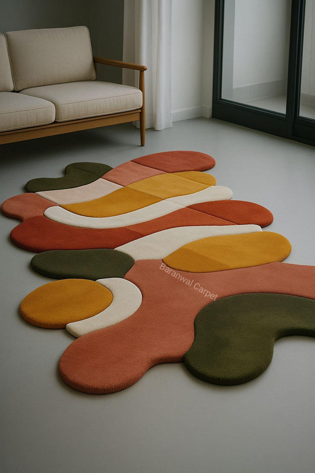 Abstract Wool Rug: Amoeba Shape, Modern Boho Decor - Etsy