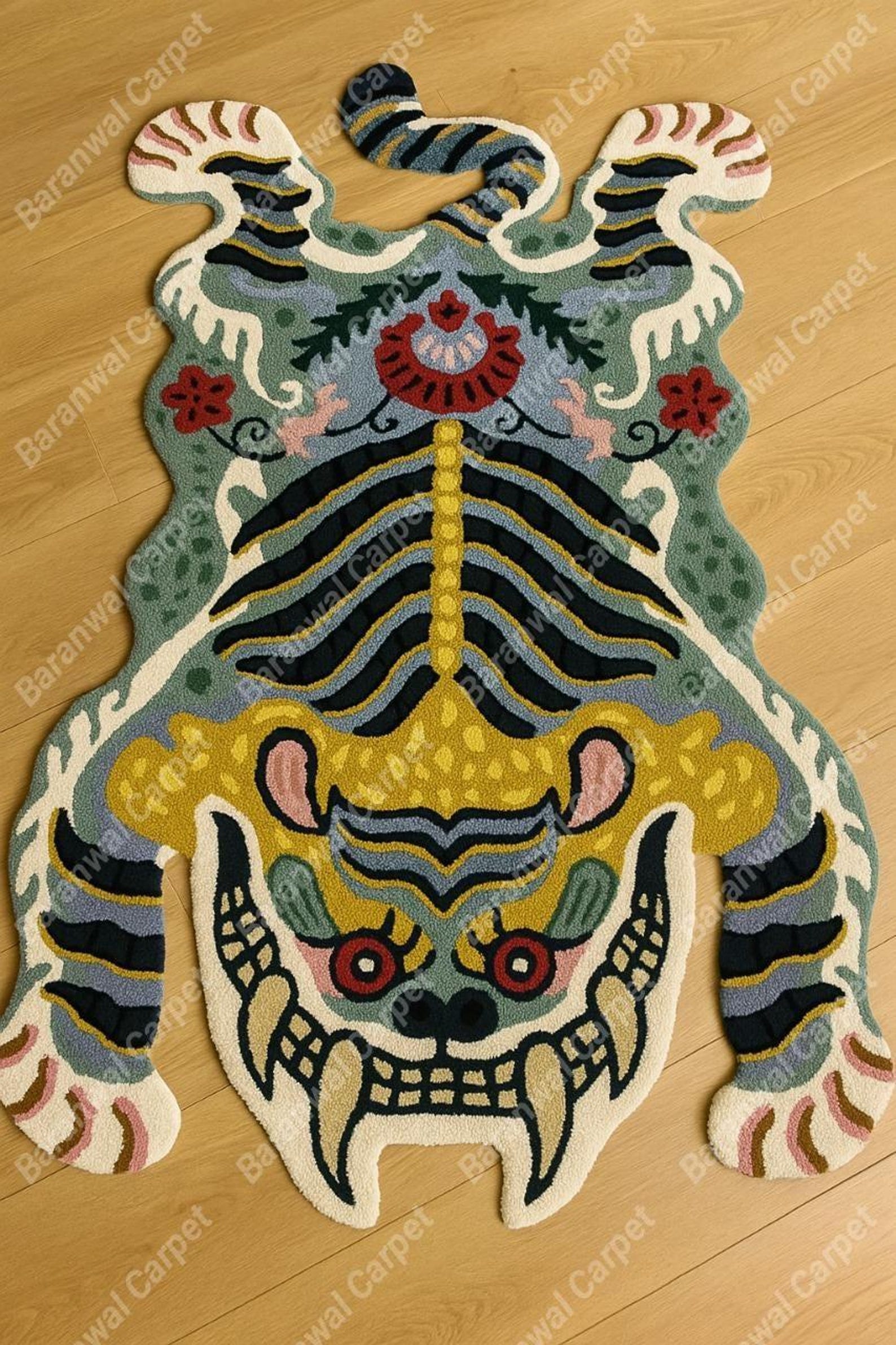 Handmade Tufted Wool Tiger Rug: Traditional Animal Design - Etsy