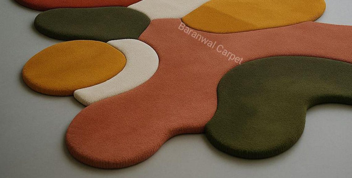 Abstract Wool Rug: Amoeba Shape, Modern Boho Decor - Etsy