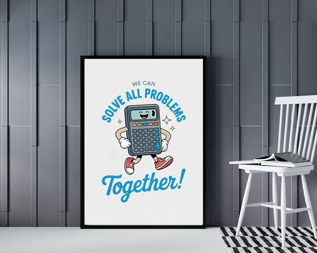 Math Classroom Poster, Cute Calculator Motivational Wall Art, Growth ...