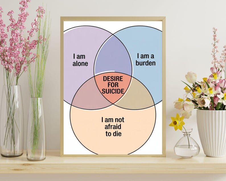 Venn Diagram Mental Health Poster, Loneliness Burden Fear of Dying ...