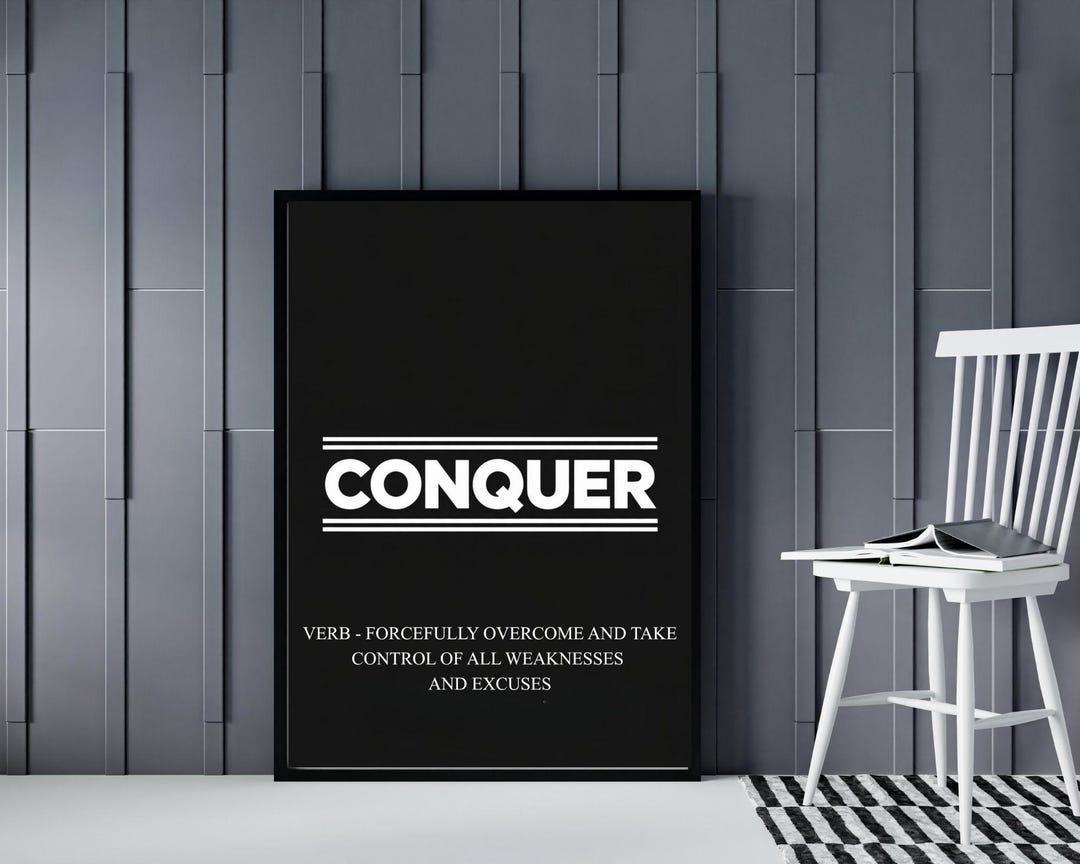 Conquer Definition Wall Art Printable, Bold Motivational Quote Poster ...