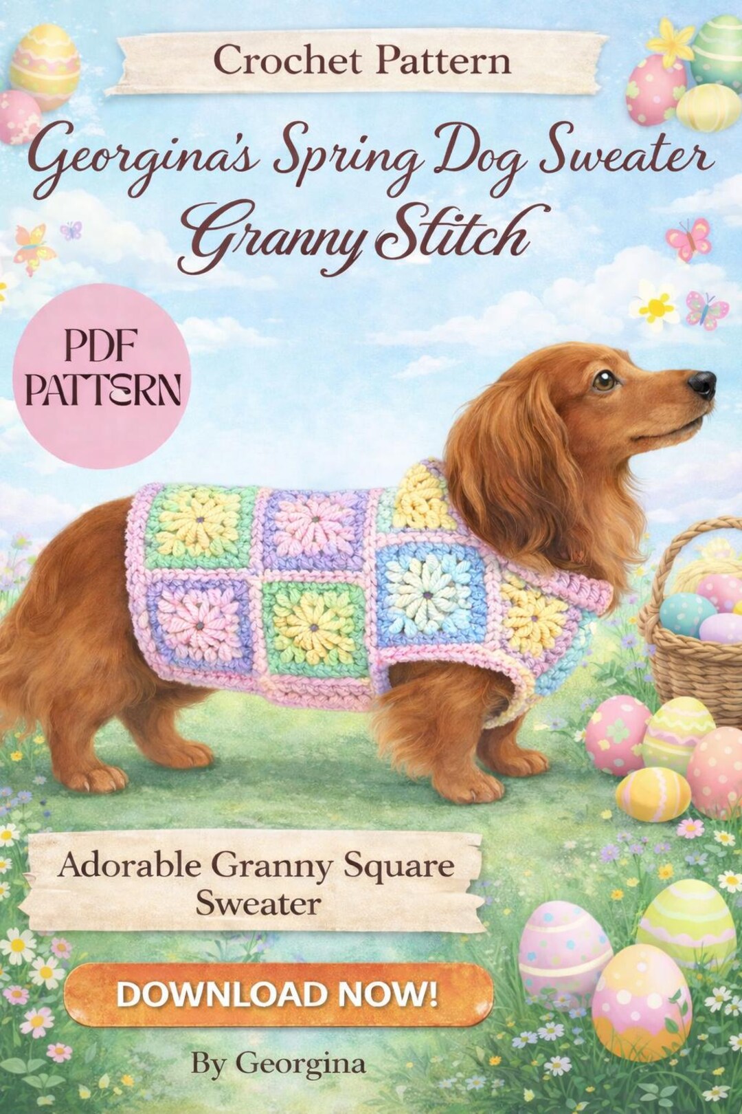 Spring Granny Square Dog Sweater Crochet Pattern Pdf—instant Download ...