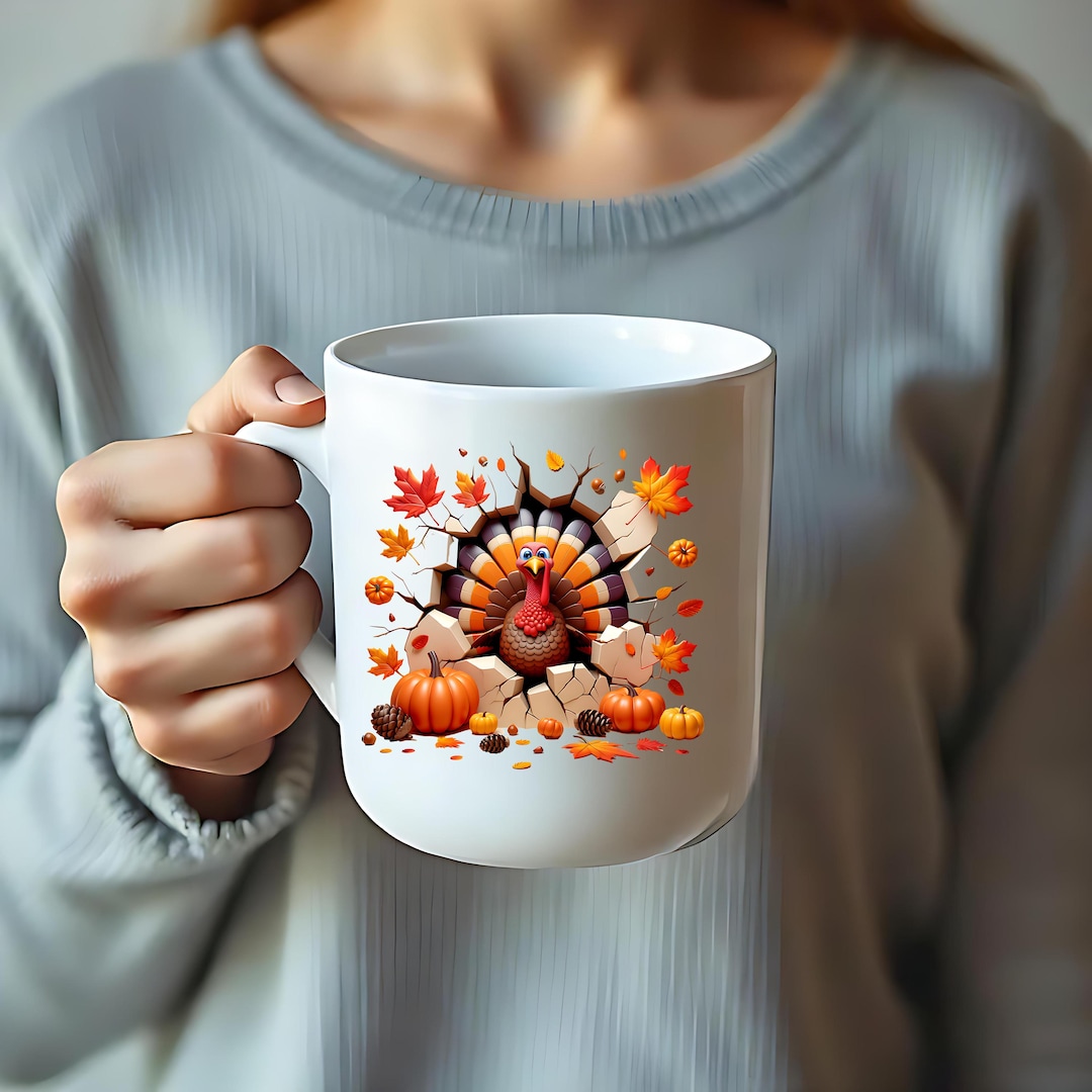 Festive Turkey Coffee Mug: Holiday PNG Design Clip Art - Etsy
