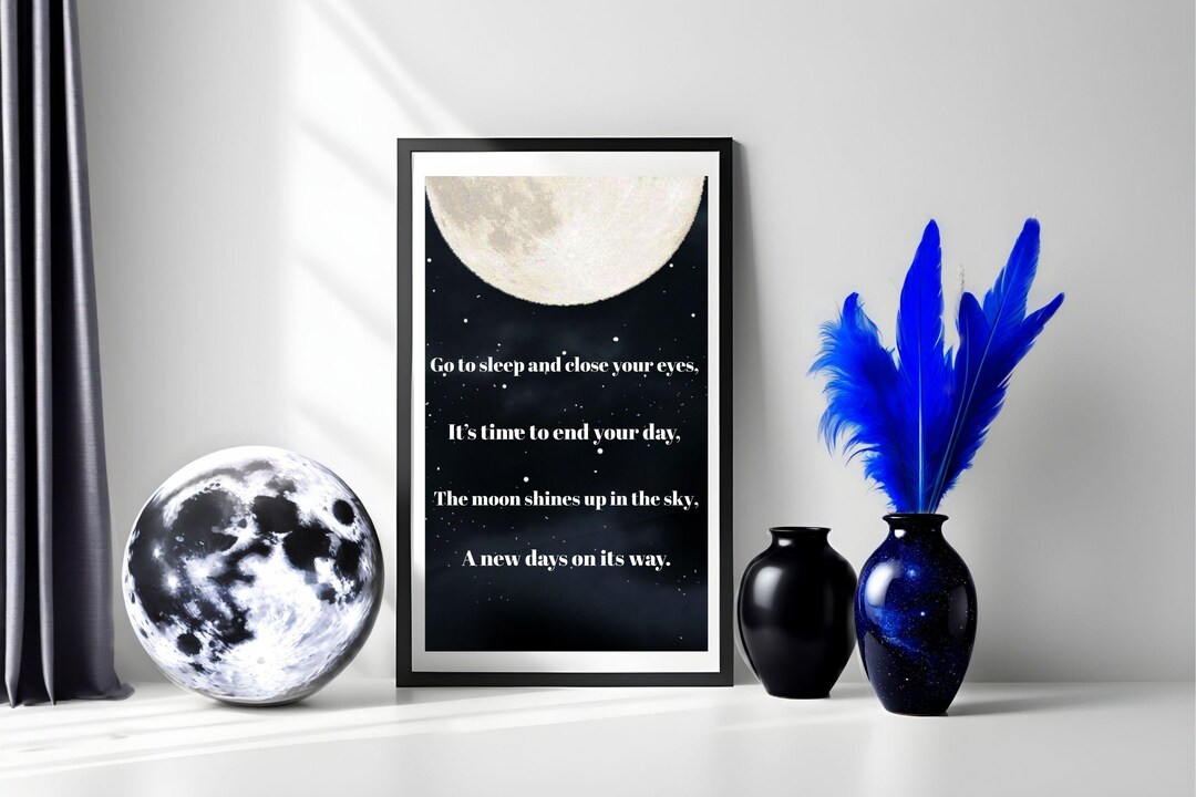 Moons Lullaby, Printable Sign, Family Comfort Theme, Rest and Renewal ...