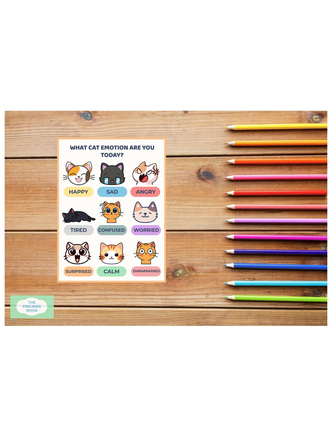 Cat Emotions Chart & Emotion Regulation Poster | Printable SEL Therapy ...