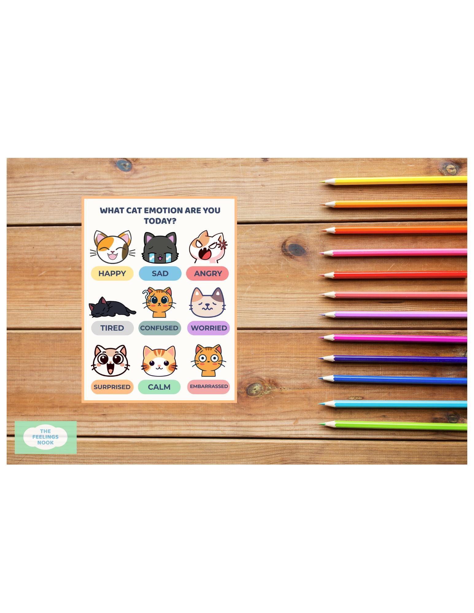 Cat Emotions Chart & Emotion Regulation Poster | Printable SEL Therapy ...