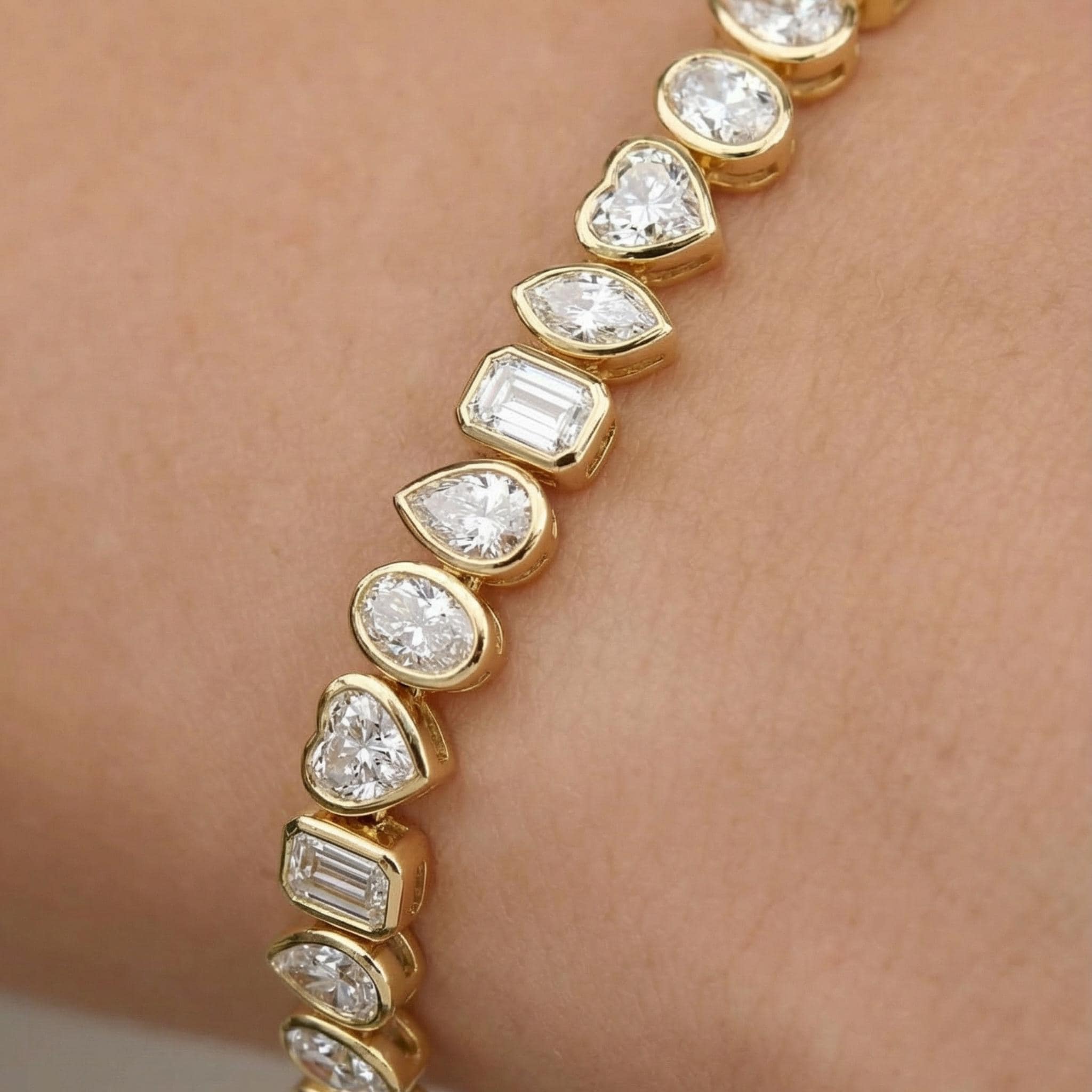 Beautiful Mix Shape Lab Grown Diamond Bracelet • Bezel Set Tennis ...
