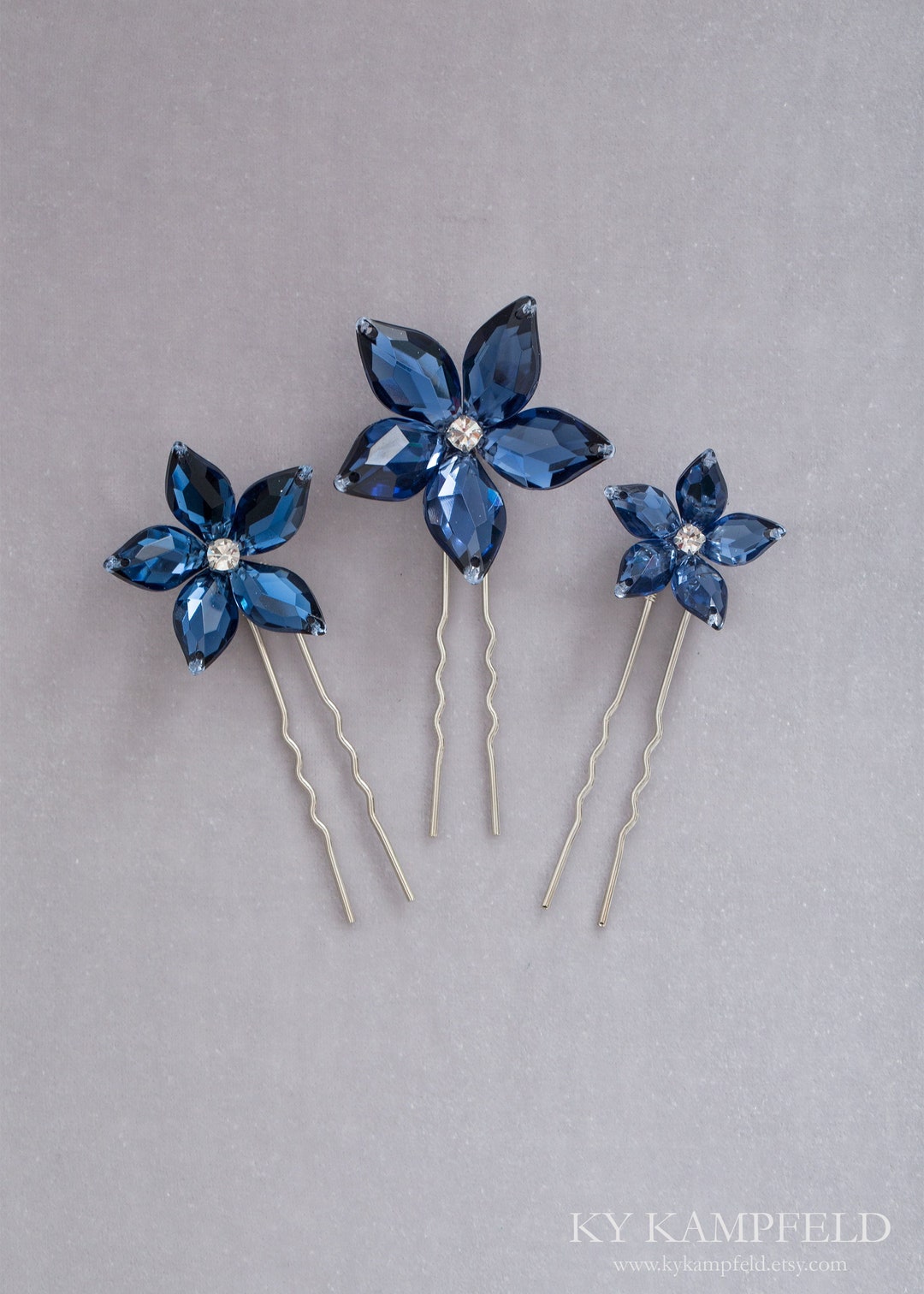 Fleur Flower Hair Pins in Antique Blue Set of 3 Choice of - Etsy