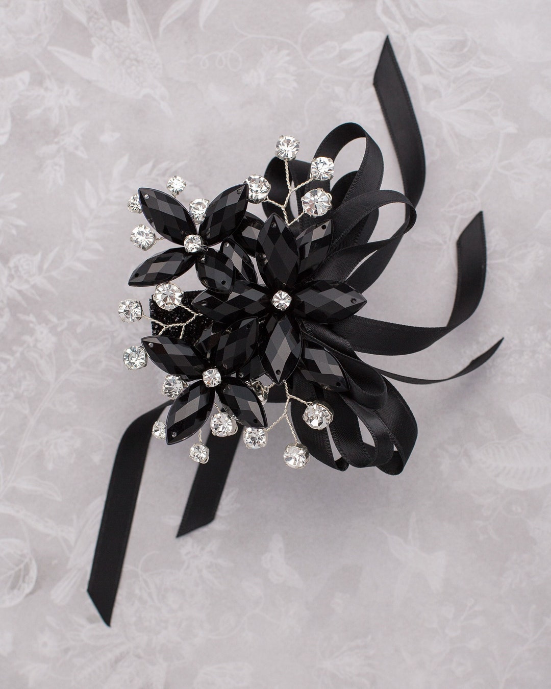 Amelia Wrist Corsage in Jet Black - Modern Flower Corsage - Luxe ...