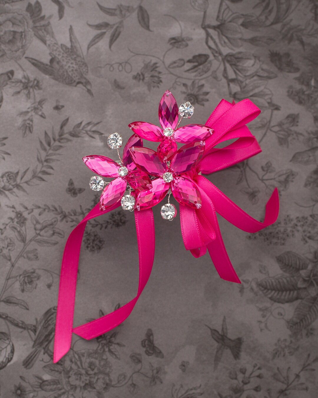Petite Amelia Wrist Corsage in Hot Pink - Modern Prom Corsage - Luxe ...