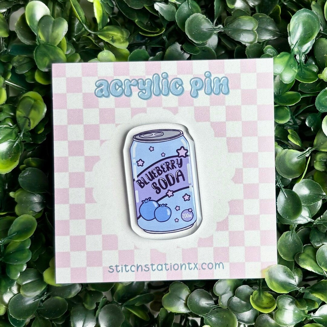 Blueberry Soda Acrylic Pin | Cute Aesthetic Lapel Pins | Gift for Her ...
