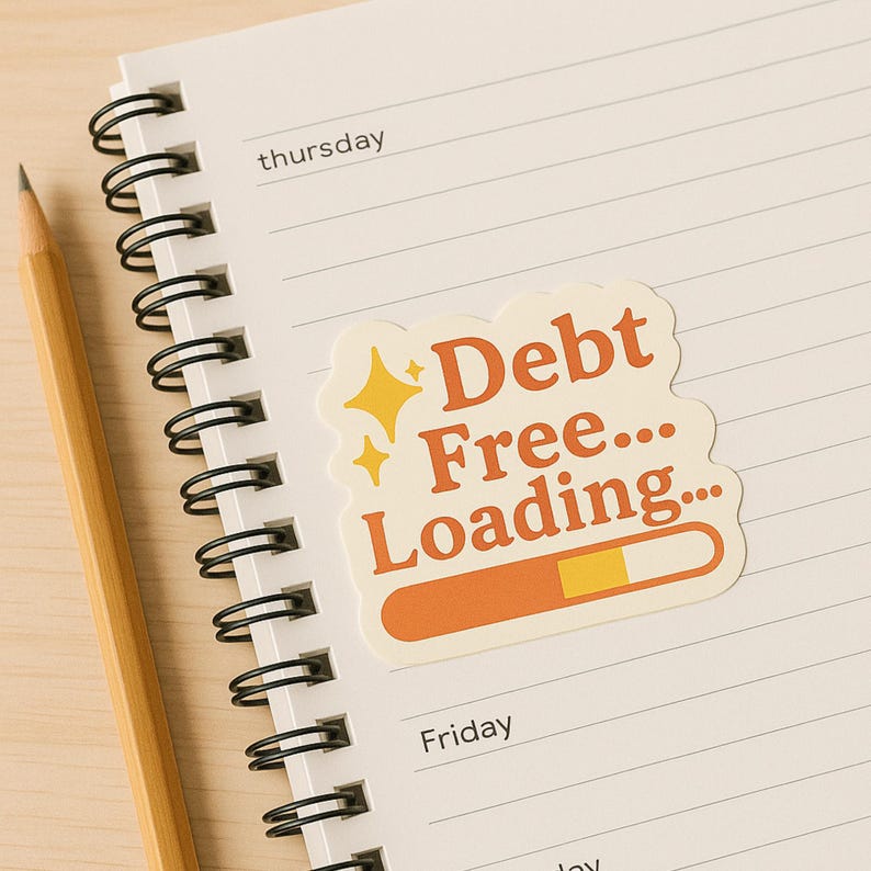 Debt Free Loading Sticker: Motivational Vinyl Decal - Etsy