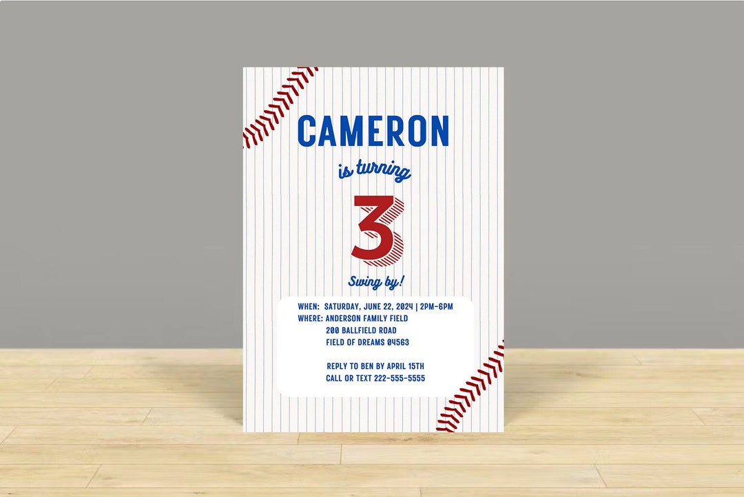 Baseball Themed Party Invitation - Edit With CANVA! Easily Edit ...