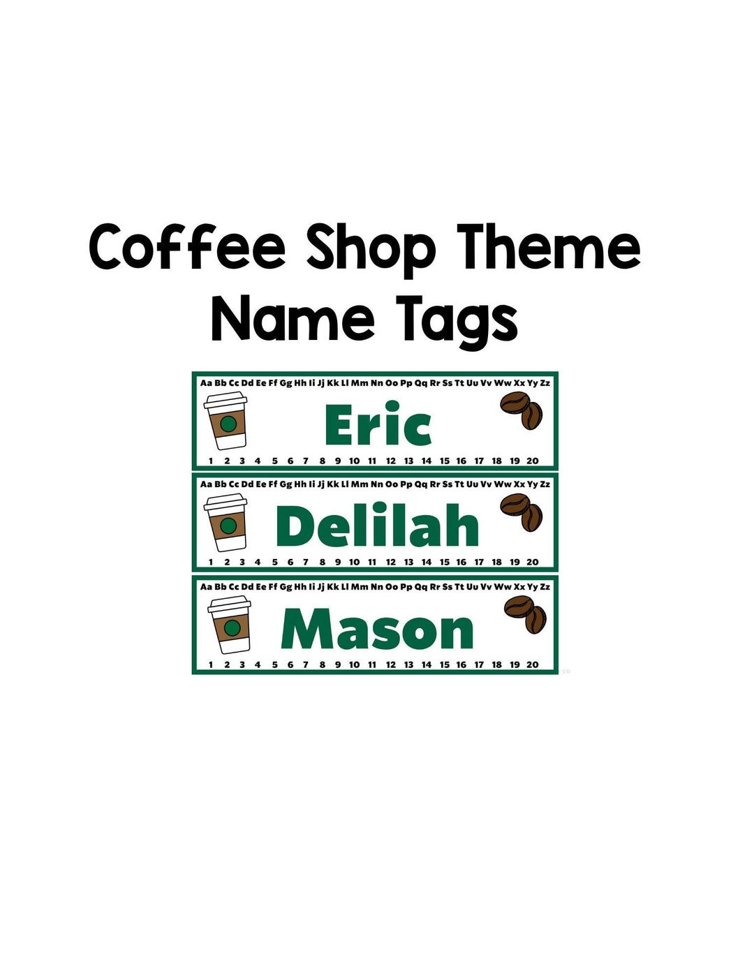 Coffee Shop Theme Classroom Name Tags | Editable Canva Template - Etsy
