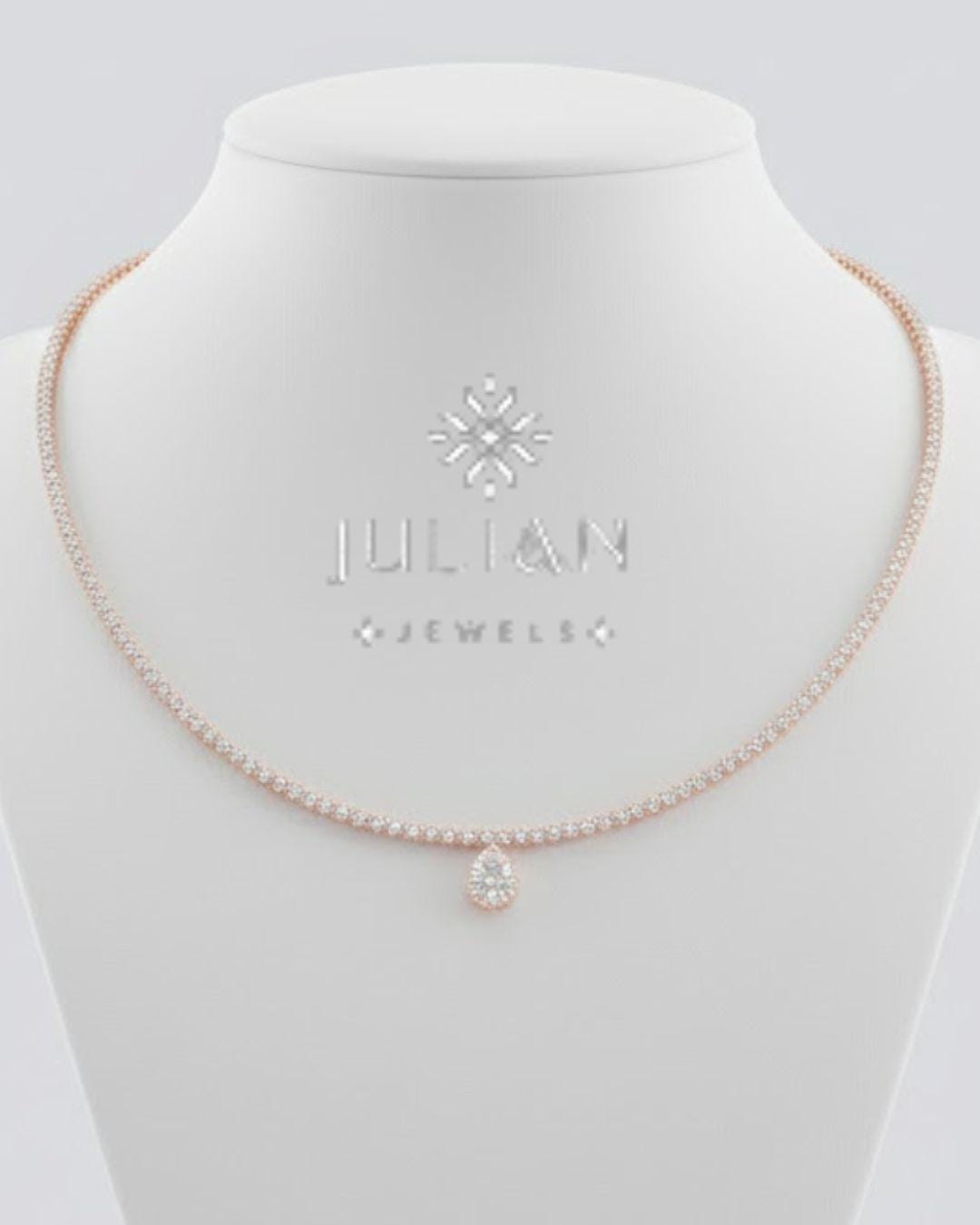 4.530ct Teardrop Halo Diamond Necklace | 9K–18K Solid Gold | Julian ...