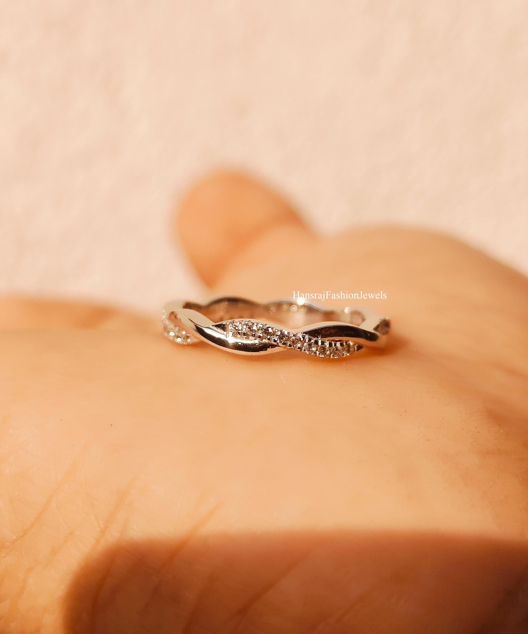 Double Row Intertwined Twisted Wedding Band, Twist Rope Style Full ...