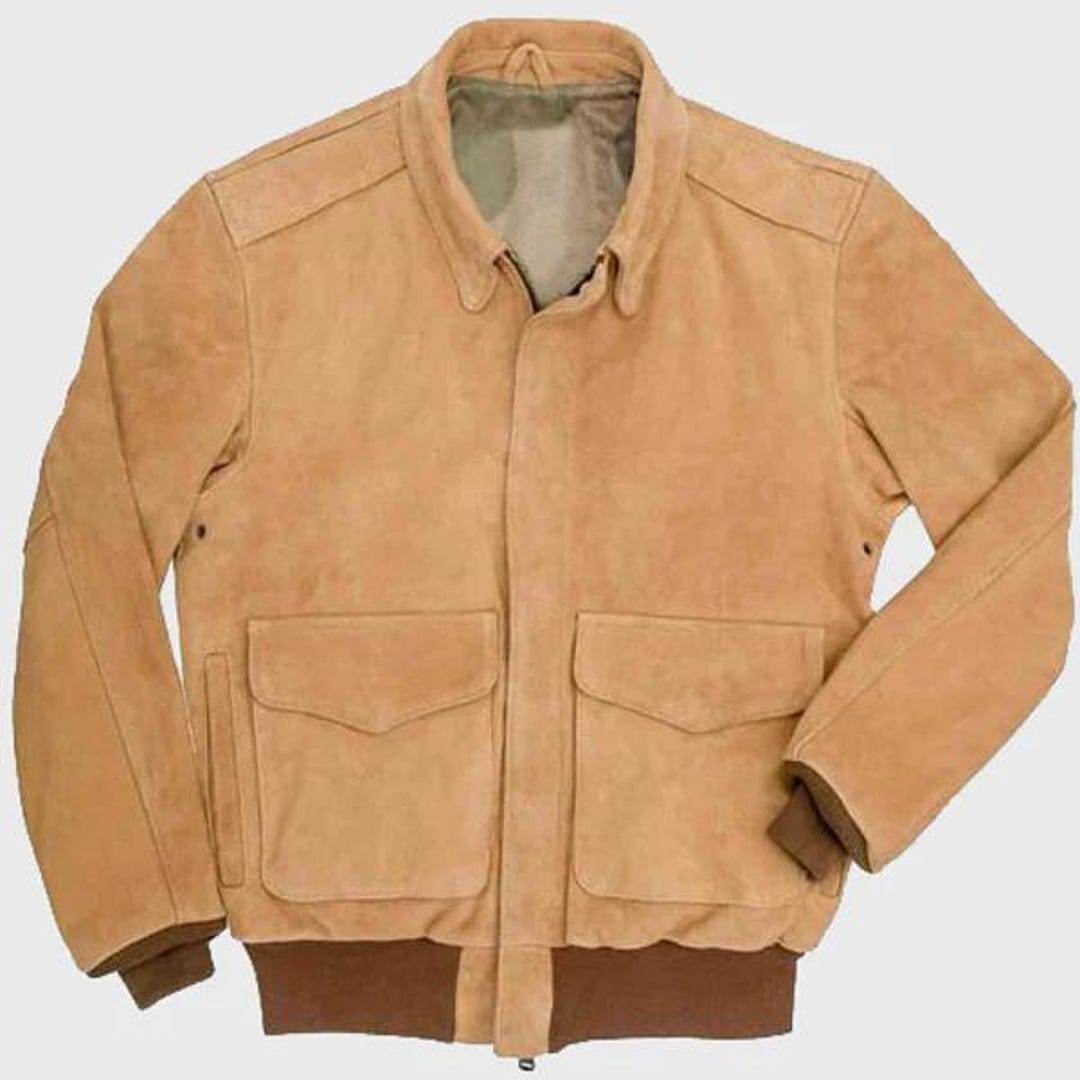 Men’s Suede A-2 Flight Jacket • Classic Pilot Bomber • Retro Aviator ...