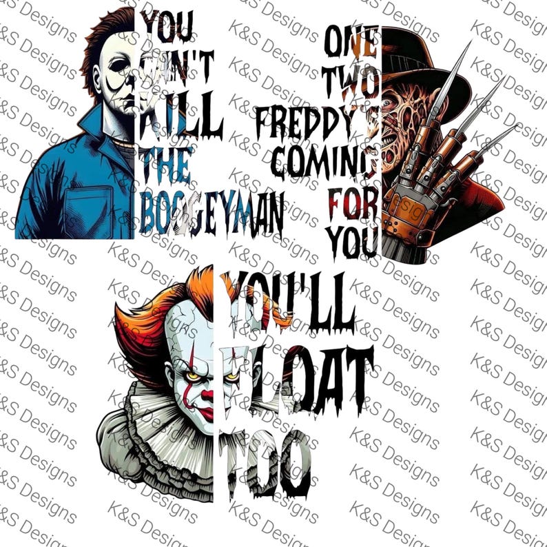 Horror Legends PNG Bundle | Michael Myers, Pennywise, Freddy Krueger | Halloween Digital ...