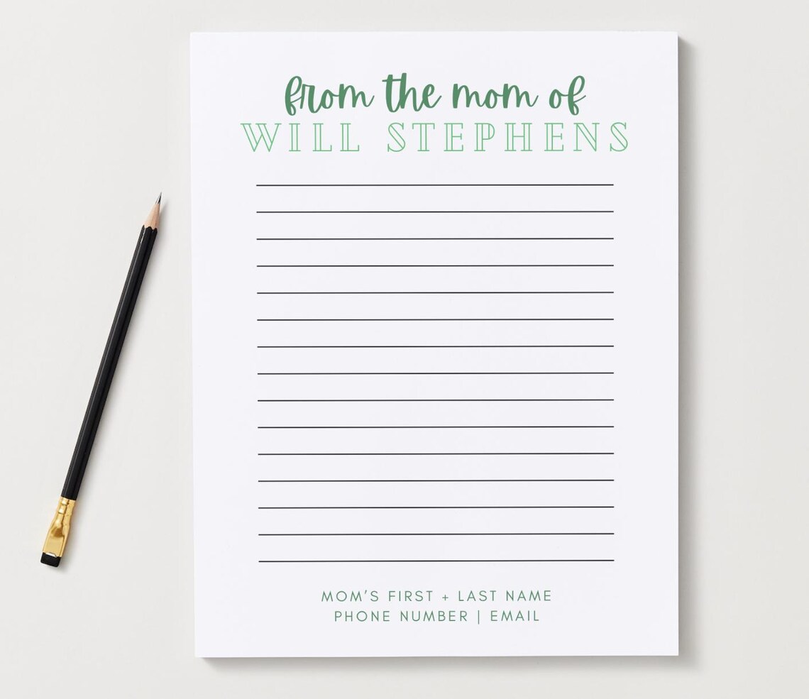 A Note From Mom Ruled Large - Etsy