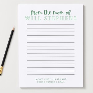 A Note From Mom Ruled Large - Etsy