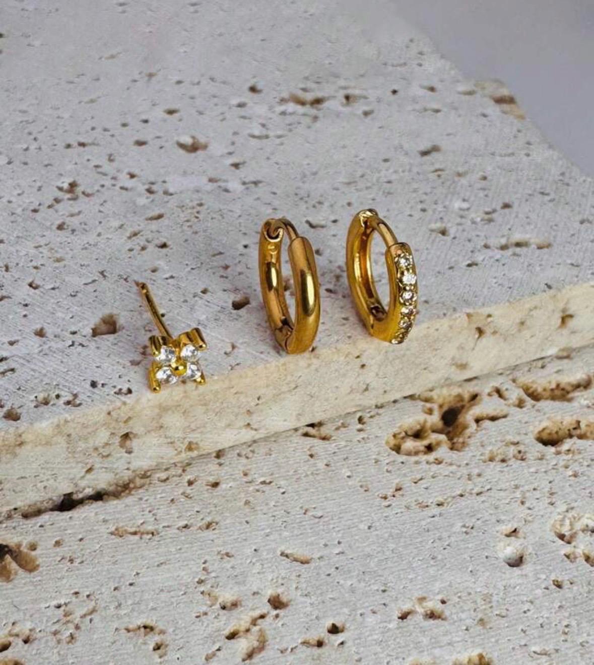 Cute Fashion, on Trend Earrings. Set of 3 Stackable, 2 Huggie Hoops and ...