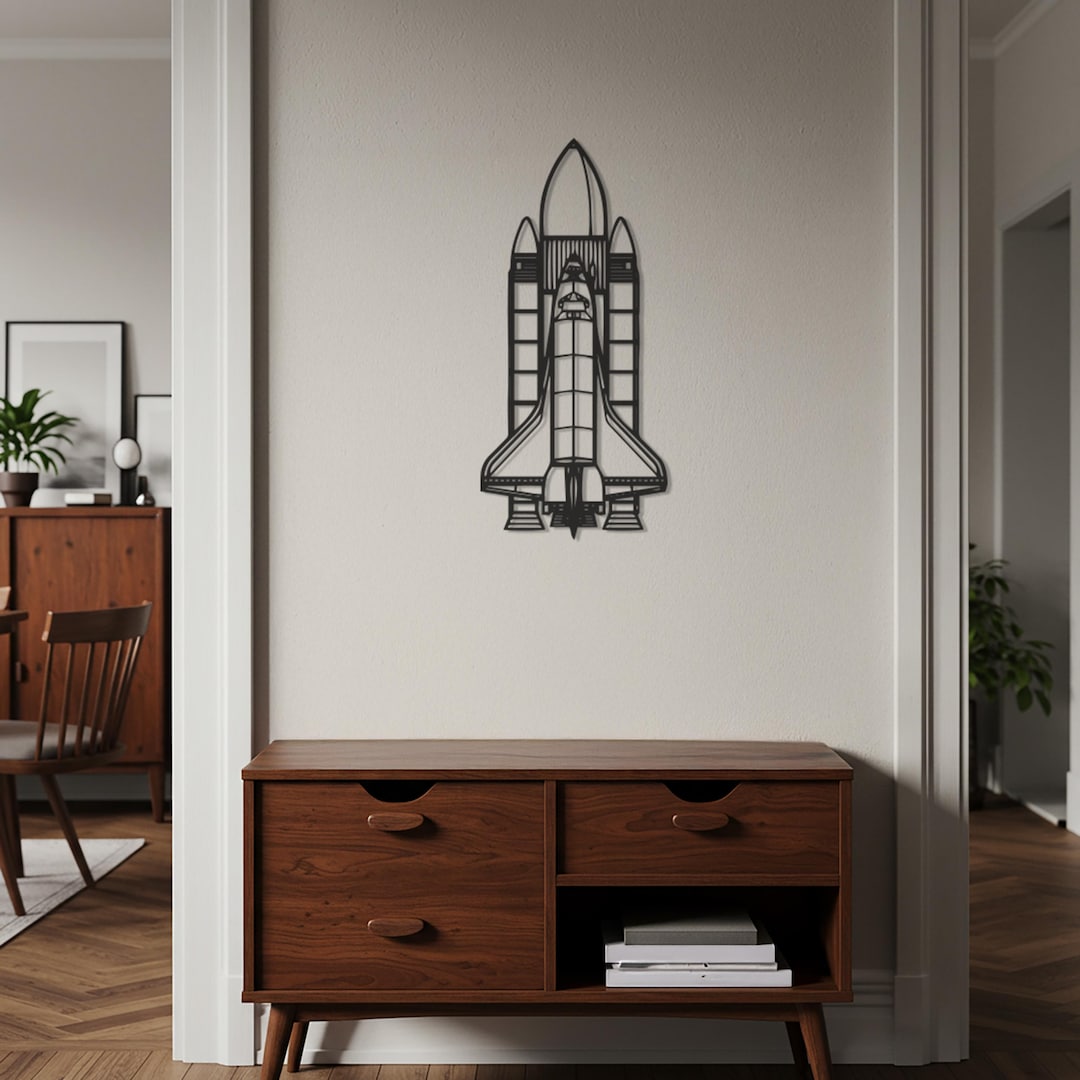 Metal Rocket Wall Art – Modern Space Shuttle Silhouette for Sci Fi ...