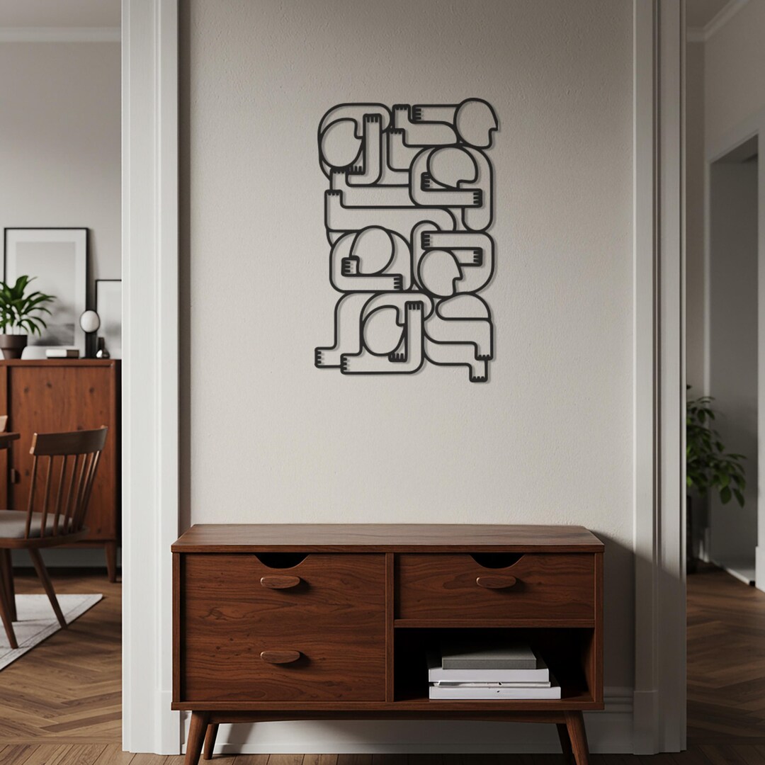 Modern Abstract Human Wall Art – Metal Line Art Silhouette of People ...