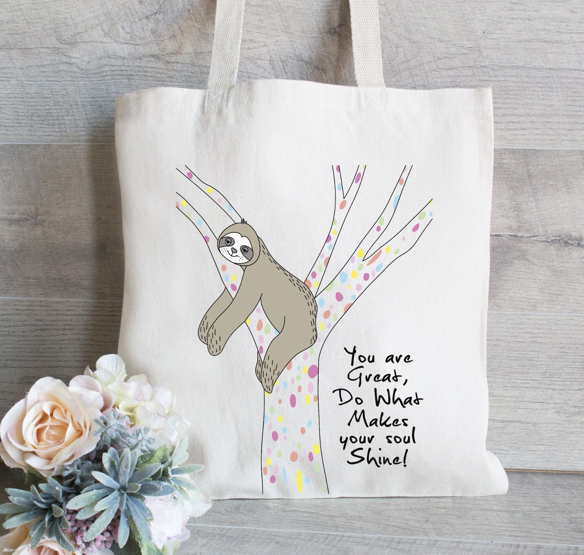 Sloth Tote Bag Book Bag Reusable Tote Bag Grocery Bag - Etsy