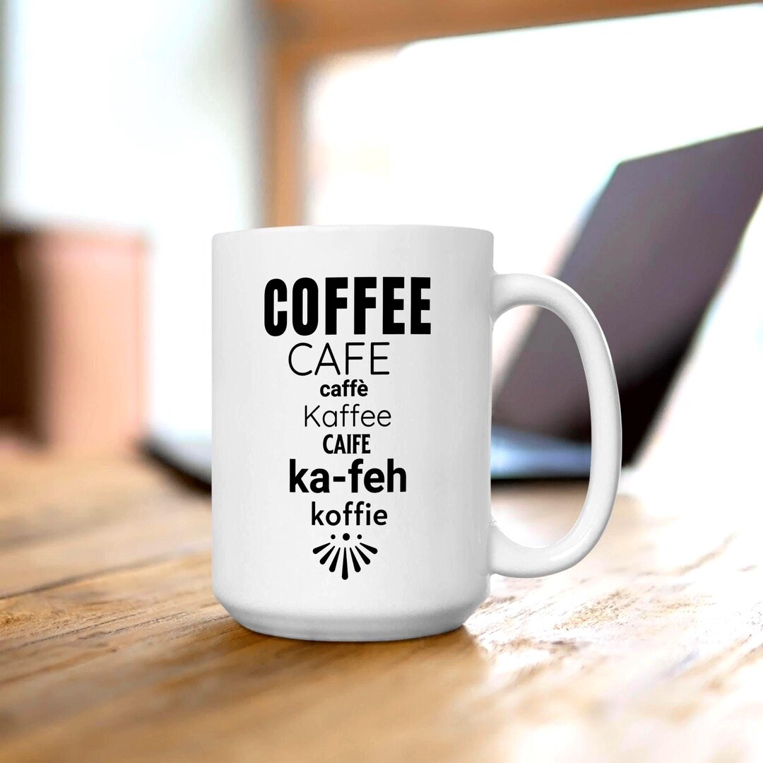 White Ceramic Mug. Coffee. Gift for Foreigners. Gift for Coffee Lovers ...