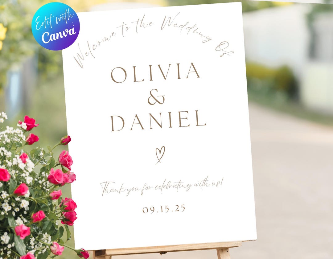Elegant Canva Editable Wedding Welcome Sign-minimalist Decor Template ...