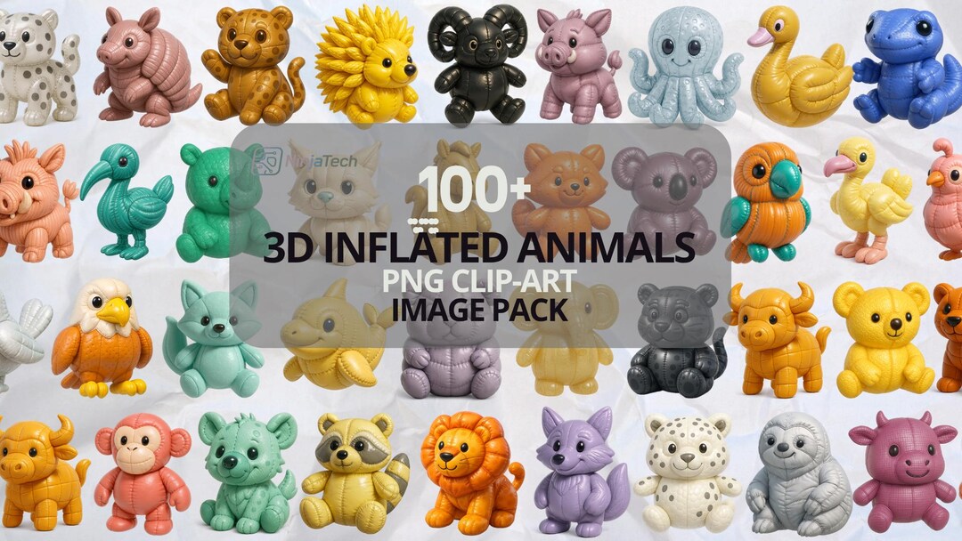 100+ 3D Inflated Animal Pngs Clipart Image Pack | Puffy Plush Toy ...