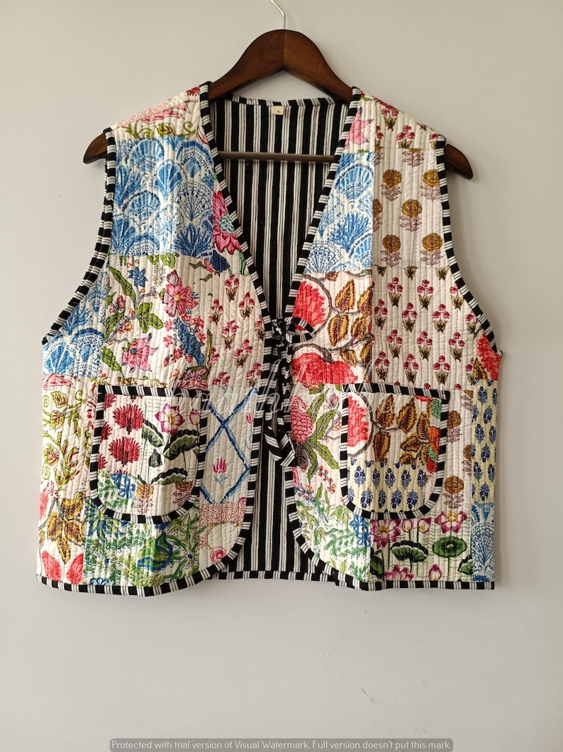 Handmade Patchwork Quilted Vest, Boho Cotton Waistcoat - Etsy