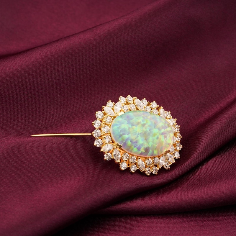 Opal and Silver Brooch - Etsy