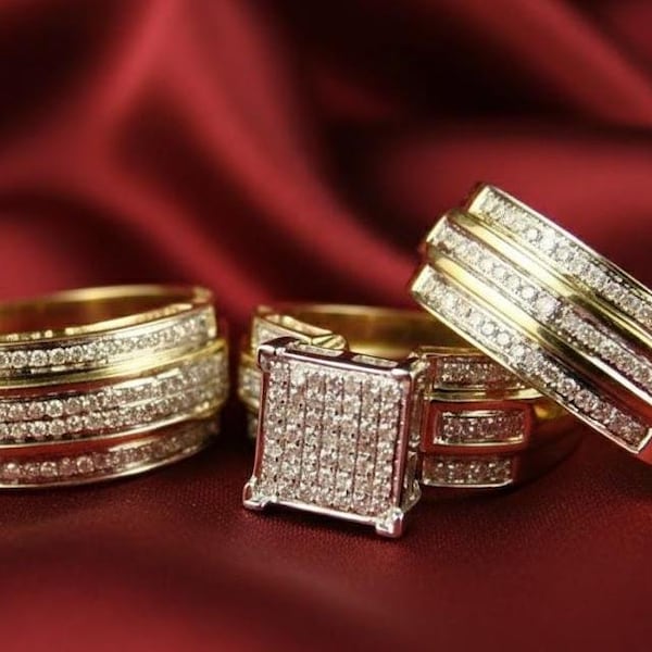 Engagement Trio Ring Set - Etsy