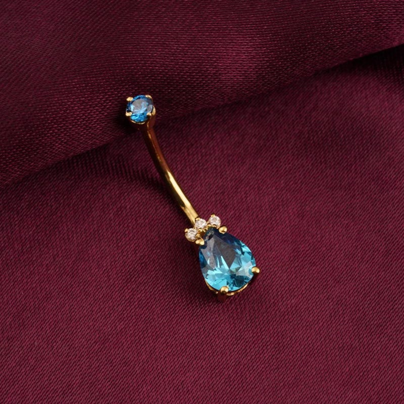 Belly Button Stone Aquamarine - Etsy UK