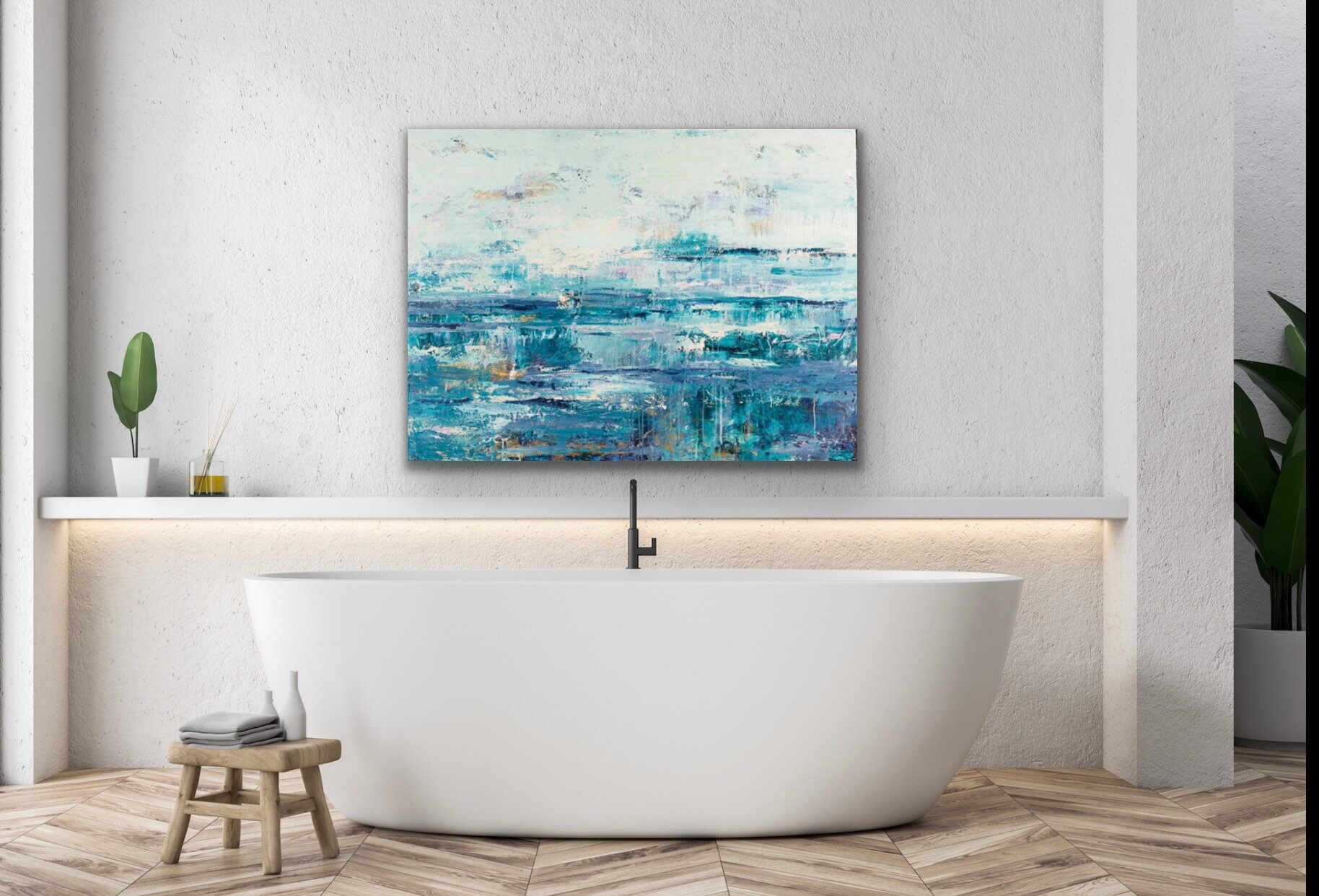 Coastal seaside ocean abstract art canvas print Salty and | Etsy