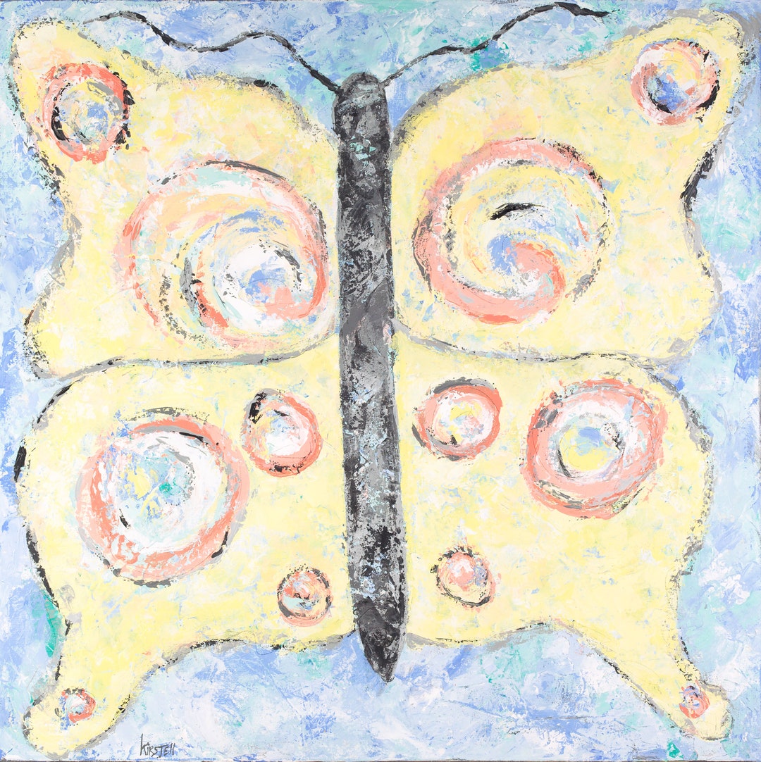 Butterfly, Yellow, Abstract Art, Canvas Print, I Will Remember You - Etsy