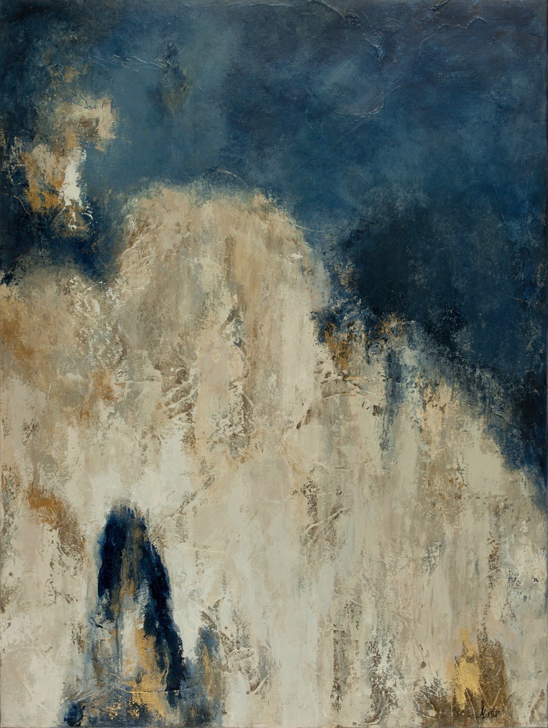 Abstract, Neutral, Deep Blues, Abstract Art, Canvas PRINT, Wall Decor ...
