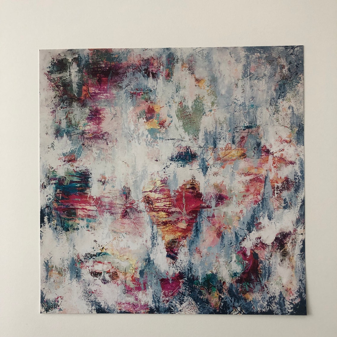 Abstract Heart Art Print: "messy Love" Mixed Media (10x10) - Etsy