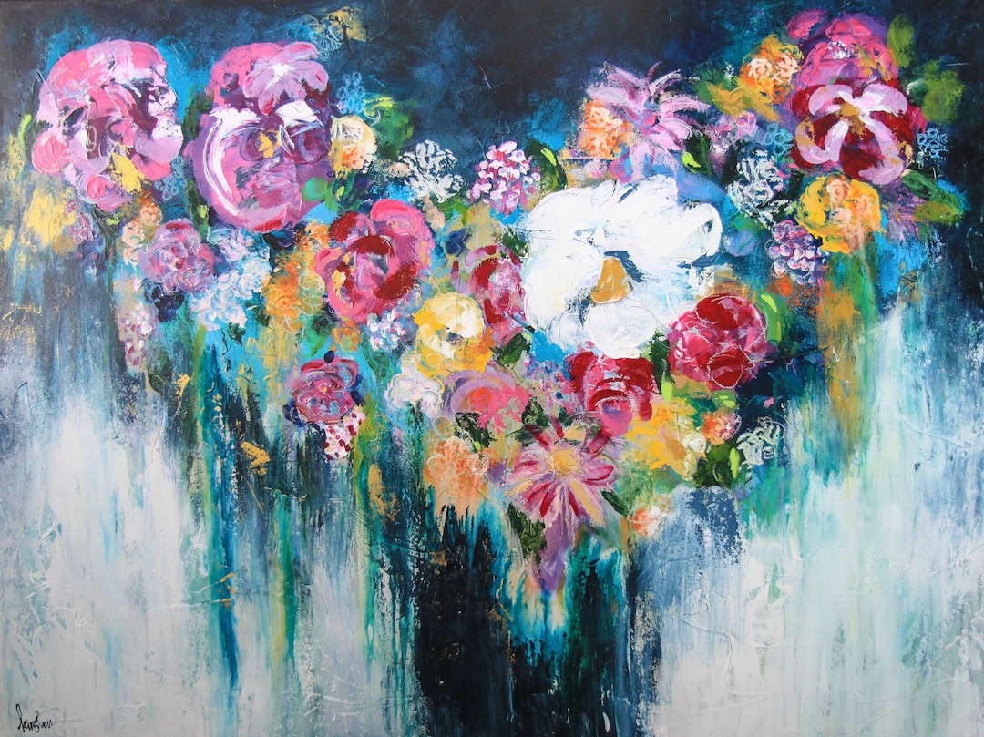 Flowers, Abstract Flowers, Colorful, Abstract Art, Canvas PRINT, "love ...