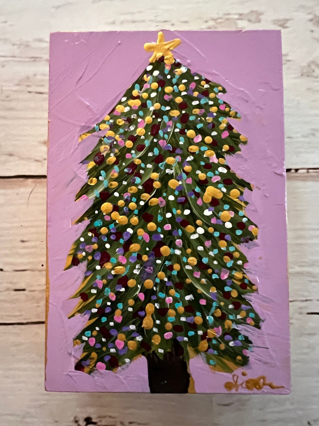Christmas Tree Bright Hot Pink Holiday Decor Original - Etsy