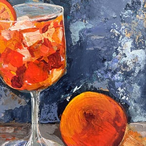 Aperol Spritz Art, Kitchen Art, Abstract Cocktail Painting, Orange ...