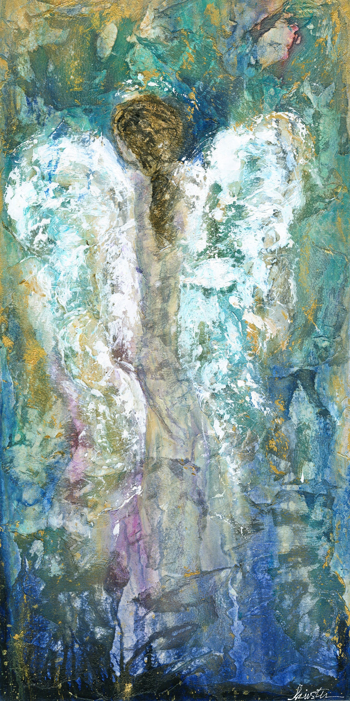 Angel Painting Abstract Art Canvas Print Spiritual Wall - Etsy