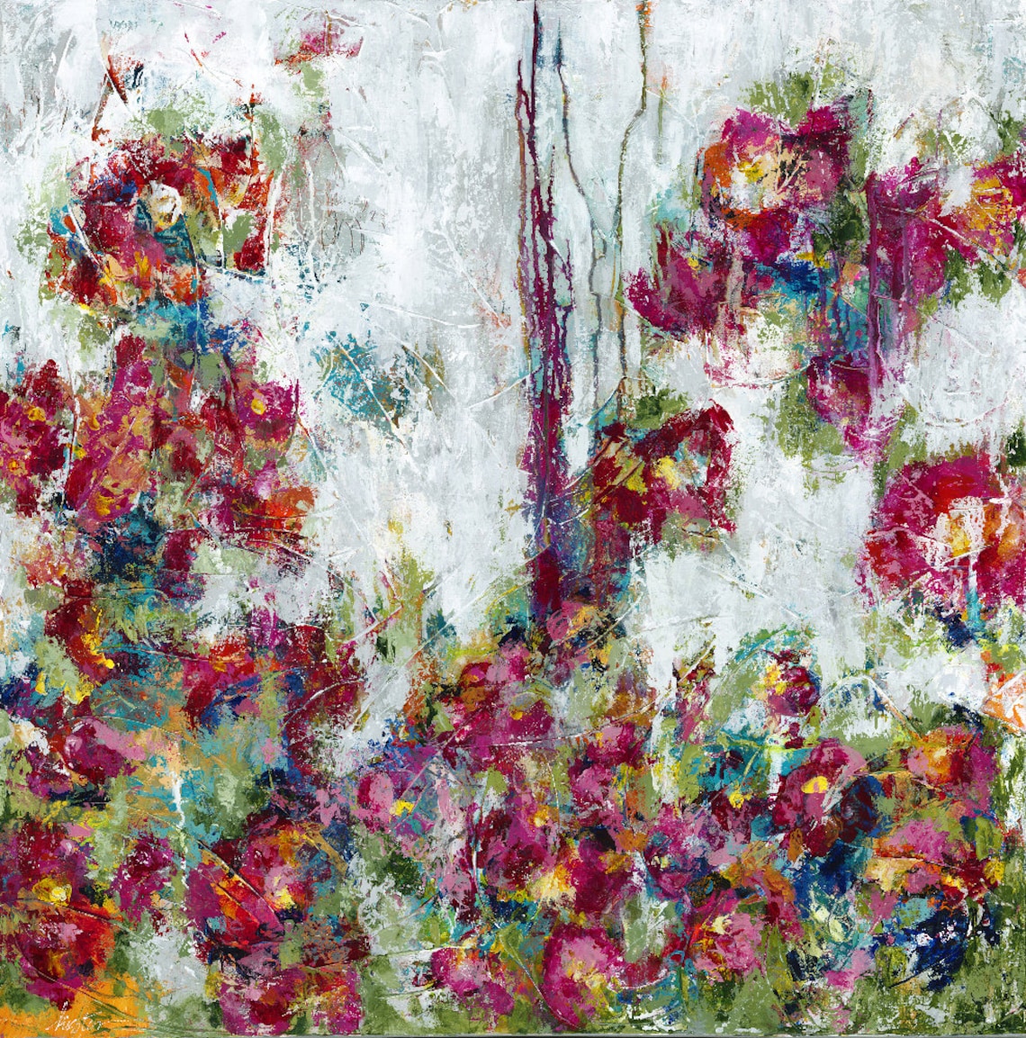 Wildflowers Abstract Floral Canvas Painting Flowers Art | Etsy