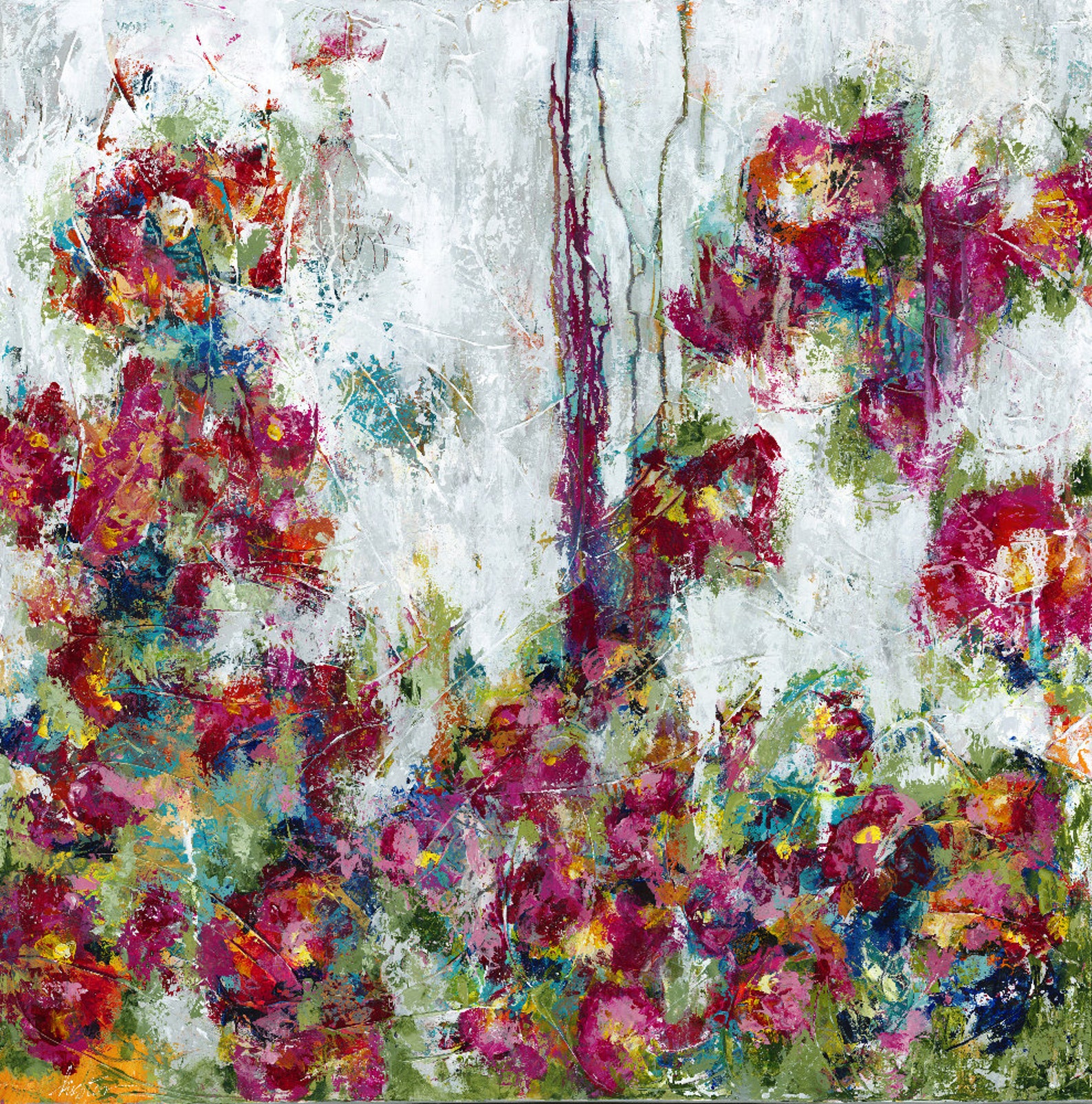 Wildflowers Abstract Floral Canvas Painting Flowers Art | Etsy