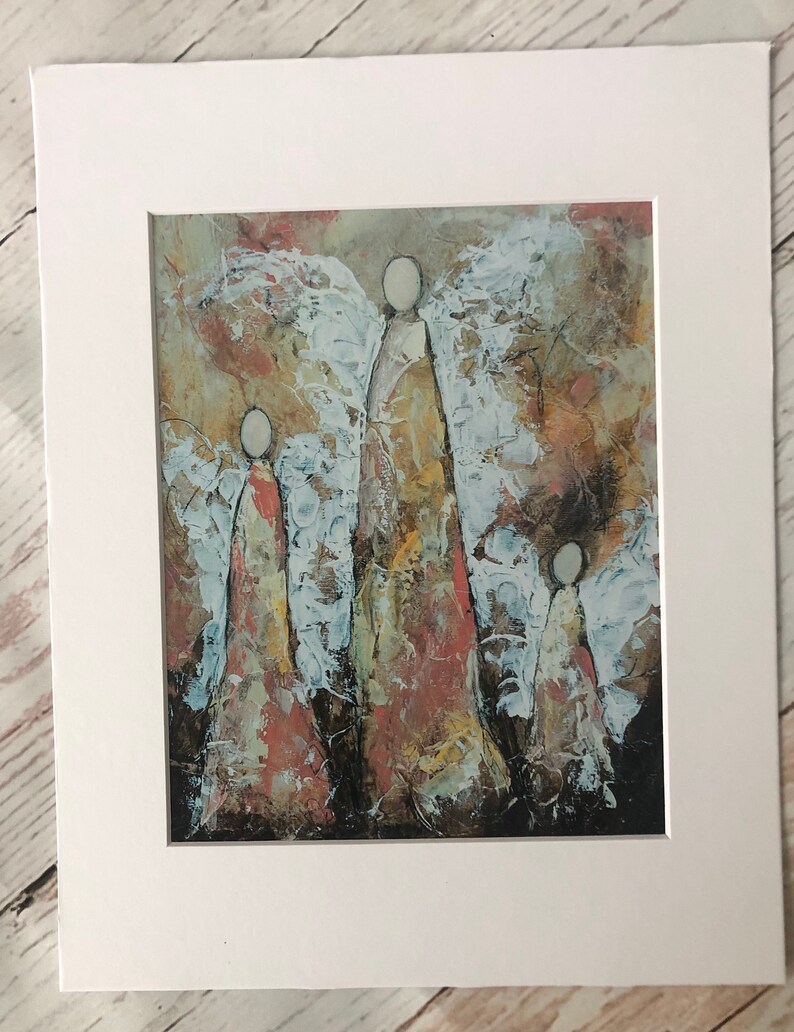 Angel Trio Mixed Media PRINT Abstract Angel With Dove - Etsy