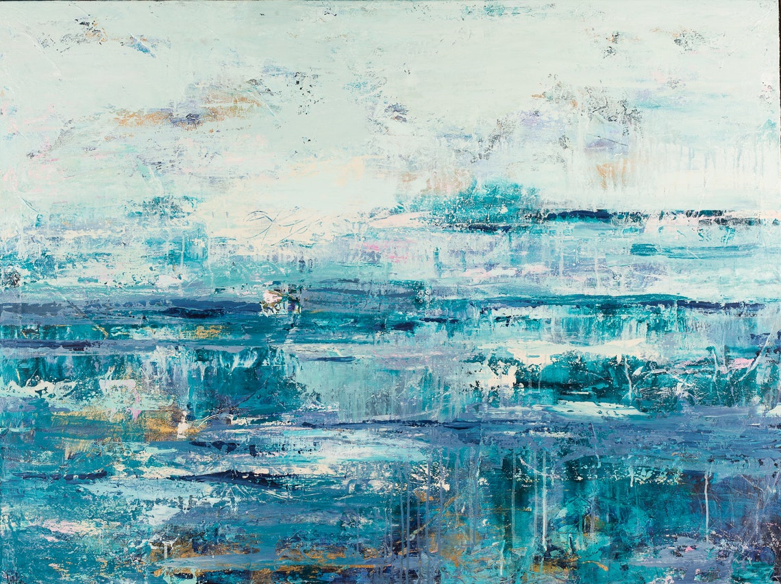 Coastal Seaside Ocean Abstract Art Canvas Print Salty and - Etsy