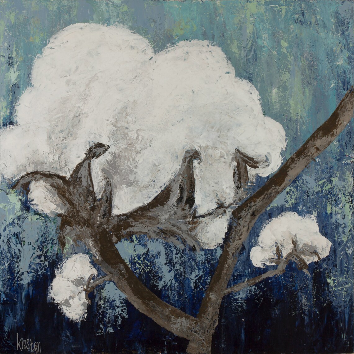 Cotton Boll, Painting, Abstract Art, Southern Art, Decor, Canvas Print ...