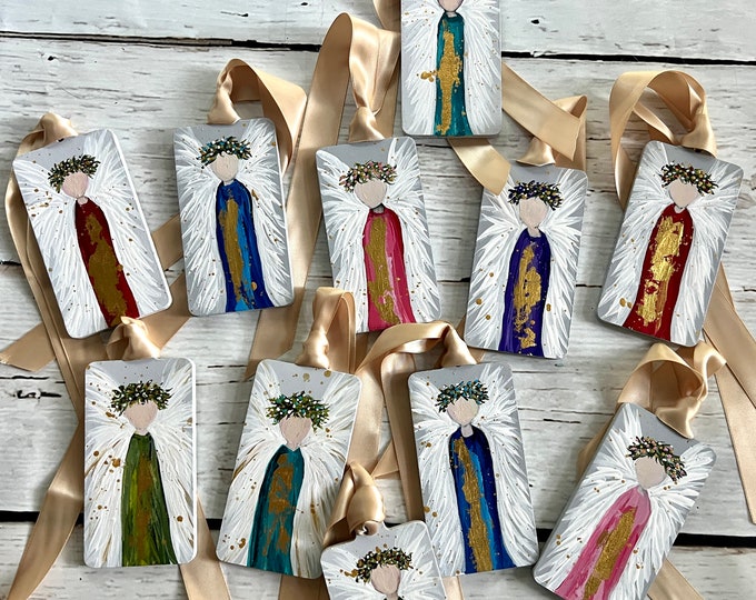 Hand Painted Turquoise Angel Christmas Ornaments - Etsy